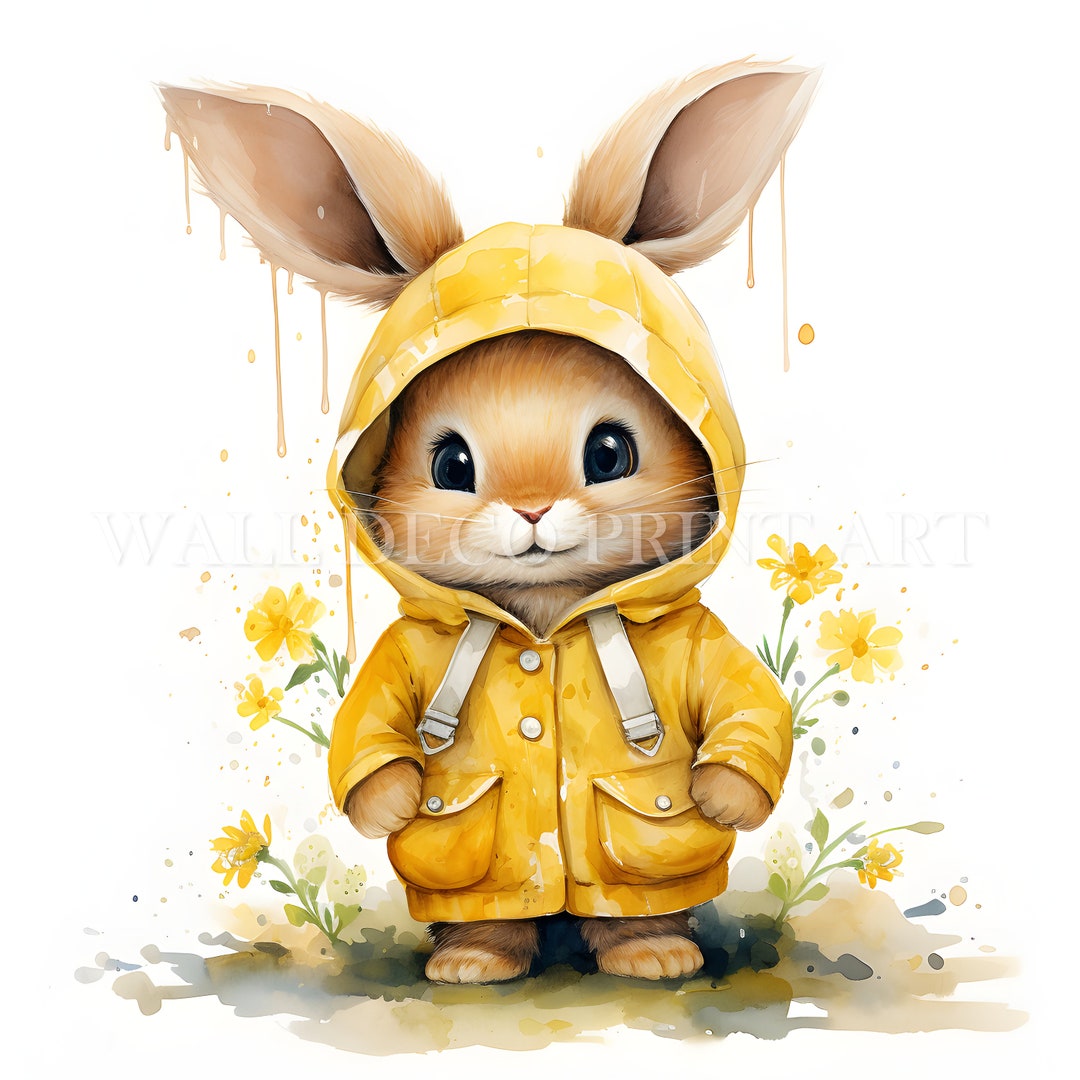 Lovely Bunnies in Raincoat Clipart Bundle - 10 High Quality JPG ...