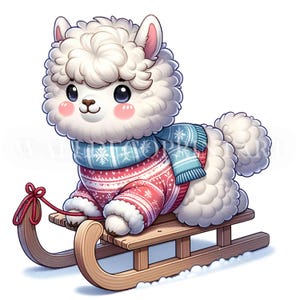 10 Christmas Winter Alpaca Clipart Bundle - High Quality JPG - Digital ...