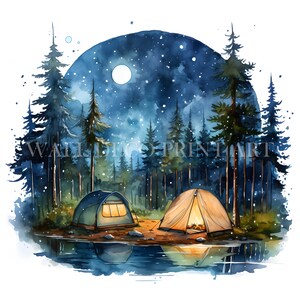 Watercolor Camping Clipart Bundle - 10 High Quality Jpgs - Digital ...