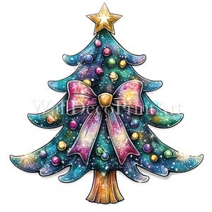 13 Colorful Christmas Tree Clipart Bundle - High Quality Jpgs - Digital ...
