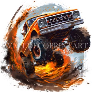 10 Fire Monstertruck Clipart - High Quality Jpgs - Digital Download ...