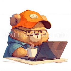 12 Fluffy Teddy Bear Programmer Clipart Bundle - High Quality JPG ...
