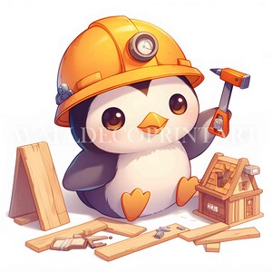 11 Working Penguin Builder Clipart Bundle High Quality JPG Digital ...