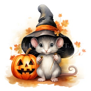 Cute Halloween Mouse Clipart Bundle - 10 High Quality Jpgs, Digital ...