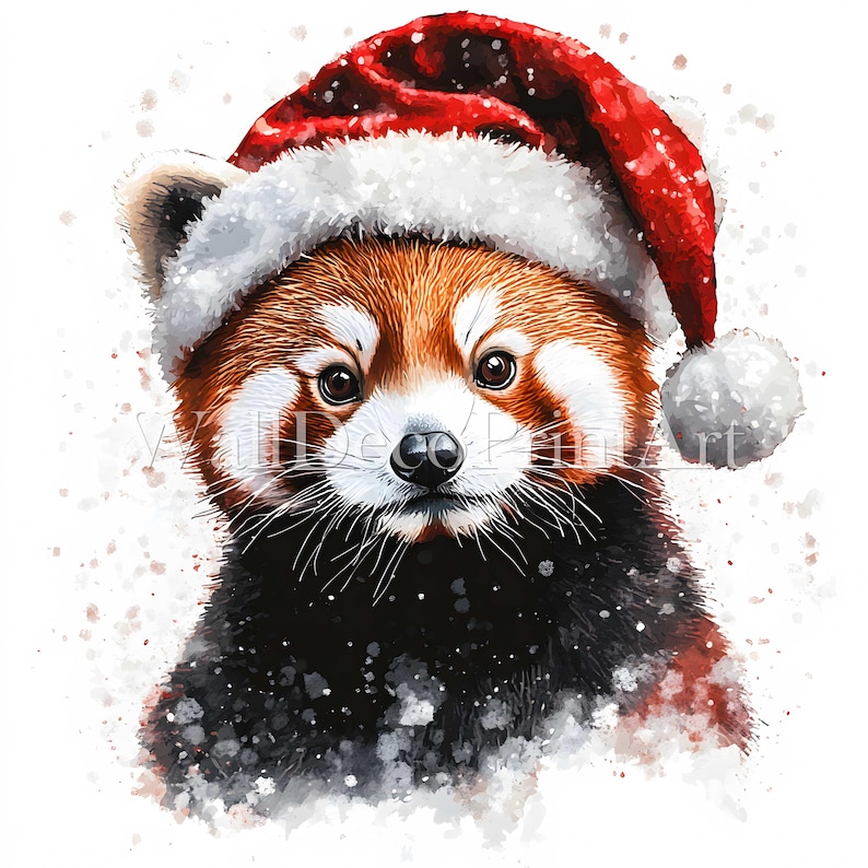 10 Cute Christmas Red Panda Clipart Bundle - High Quality JPG - Digital ...