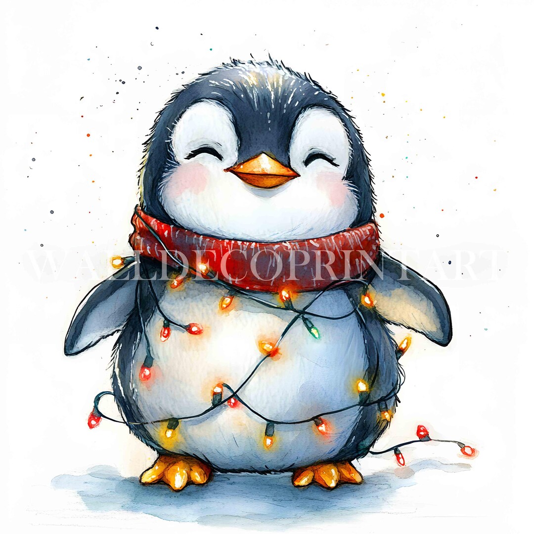 Christmas Penguin Lights Clipart Bundle - 10 High Quality JPG - Digital ...