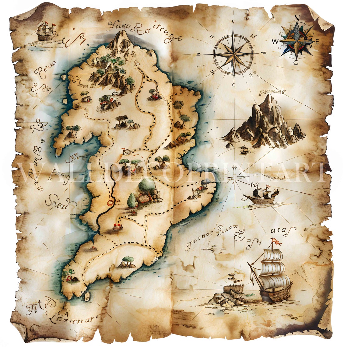 12 Fantasy Treasure Map Clipart Bundle - High Quality JPG - Digital ...