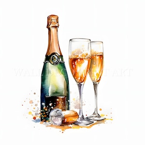Colorful Party Champagne Clipart - 10 High Quality Jpgs - Digital ...