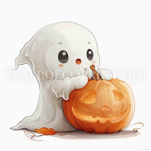 13 Cute Halloween Ghost Clipart Bundle - Transparent PNG High Quality ...