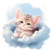 Cat Sleeping on a Cloud Clipart Bundle - 11 High Quality Jpgs - Digital ...