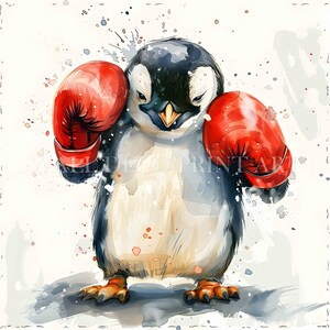 Cute Boxing Penguin Clipart Bundle - 10 High Quality Jpgs - Digital ...