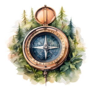 Watercolor Compass Clipart Bundle - 11 High Quality Jpgs - Digital ...