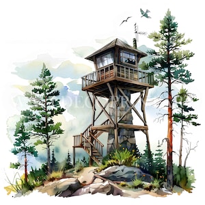 10 Lookout Tower Clipart - High Quality Jpgs - Digital Download ...