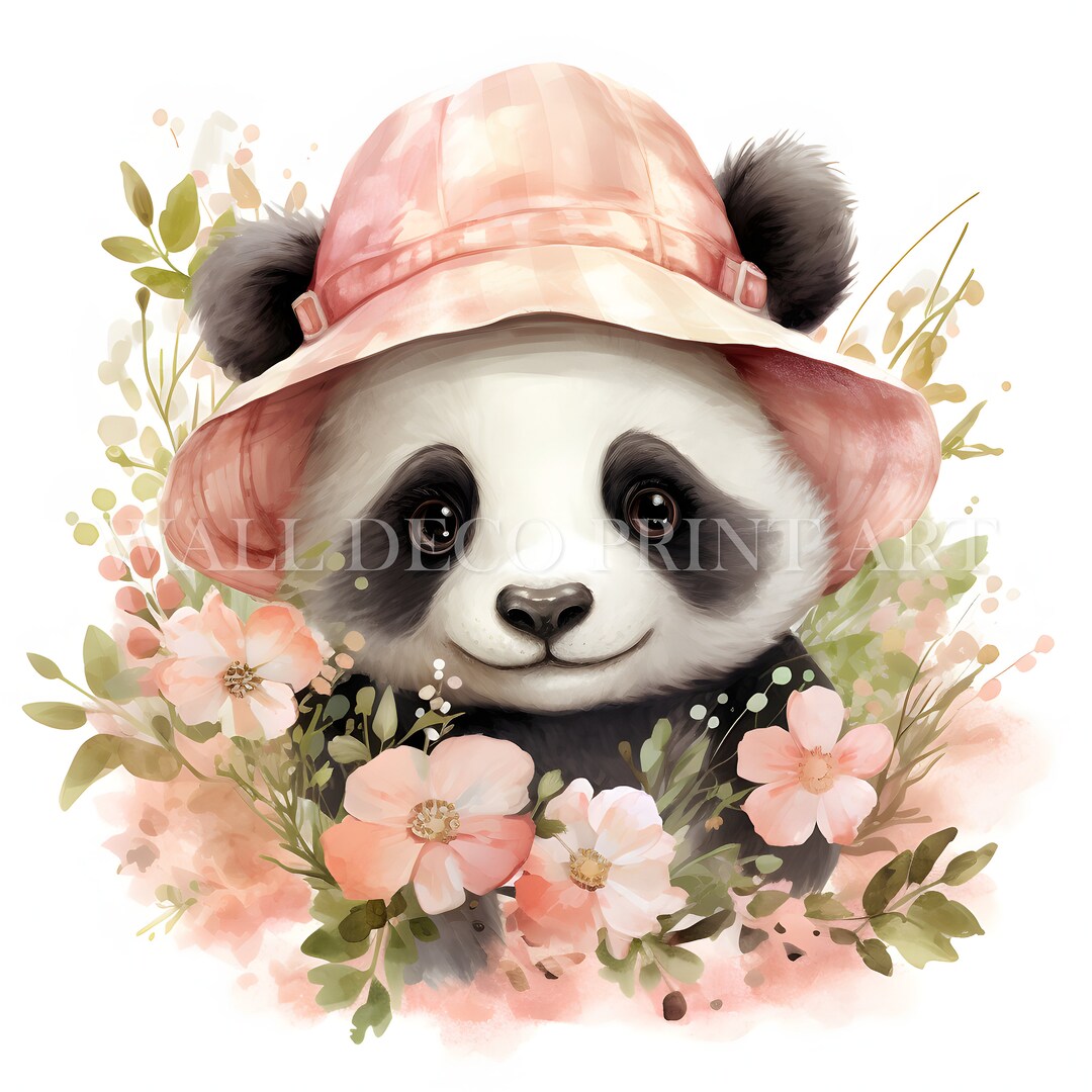 Cute Spring Flower Panda Clipart Bundle - 10 High Quality JPG - Digital ...