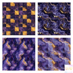 Golden Purple Marble Digital Paper - Seamless Abstract Design for ...