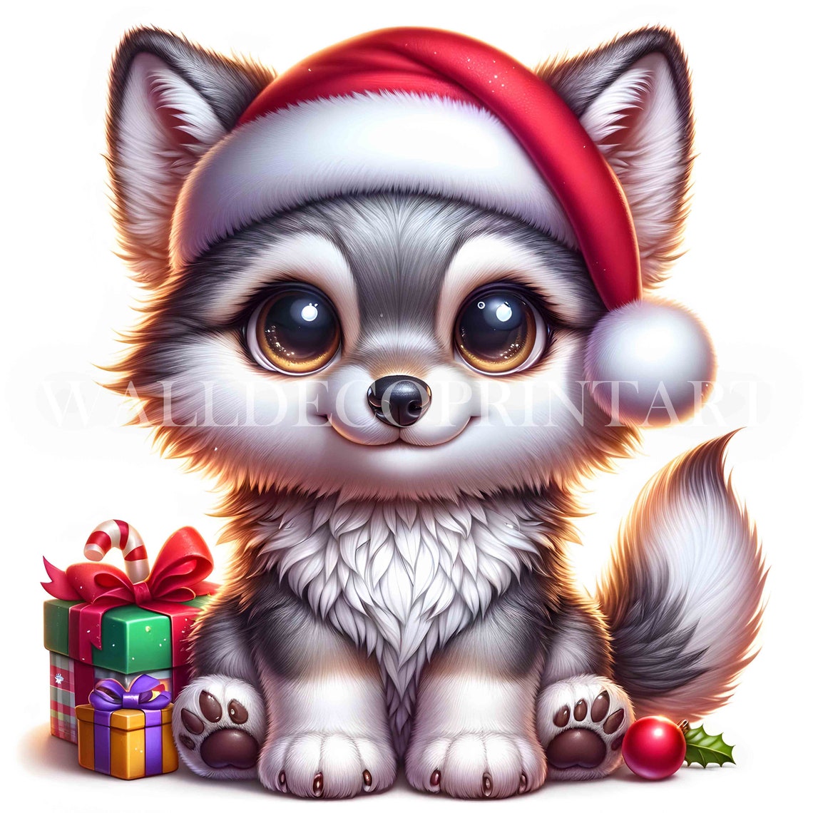 18 Cute Christmas Wolf Clipart Bundle - High Quality Jpgs - Digital ...