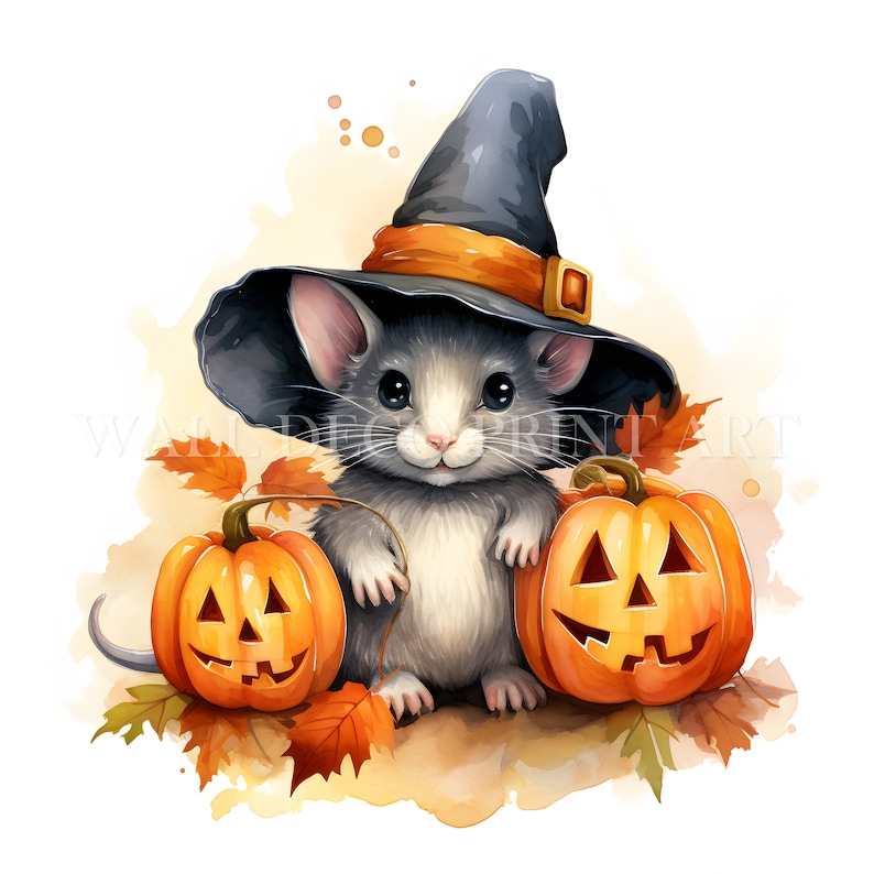 Cute Halloween Mouse Clipart Bundle - 10 High Quality Jpgs, Digital ...