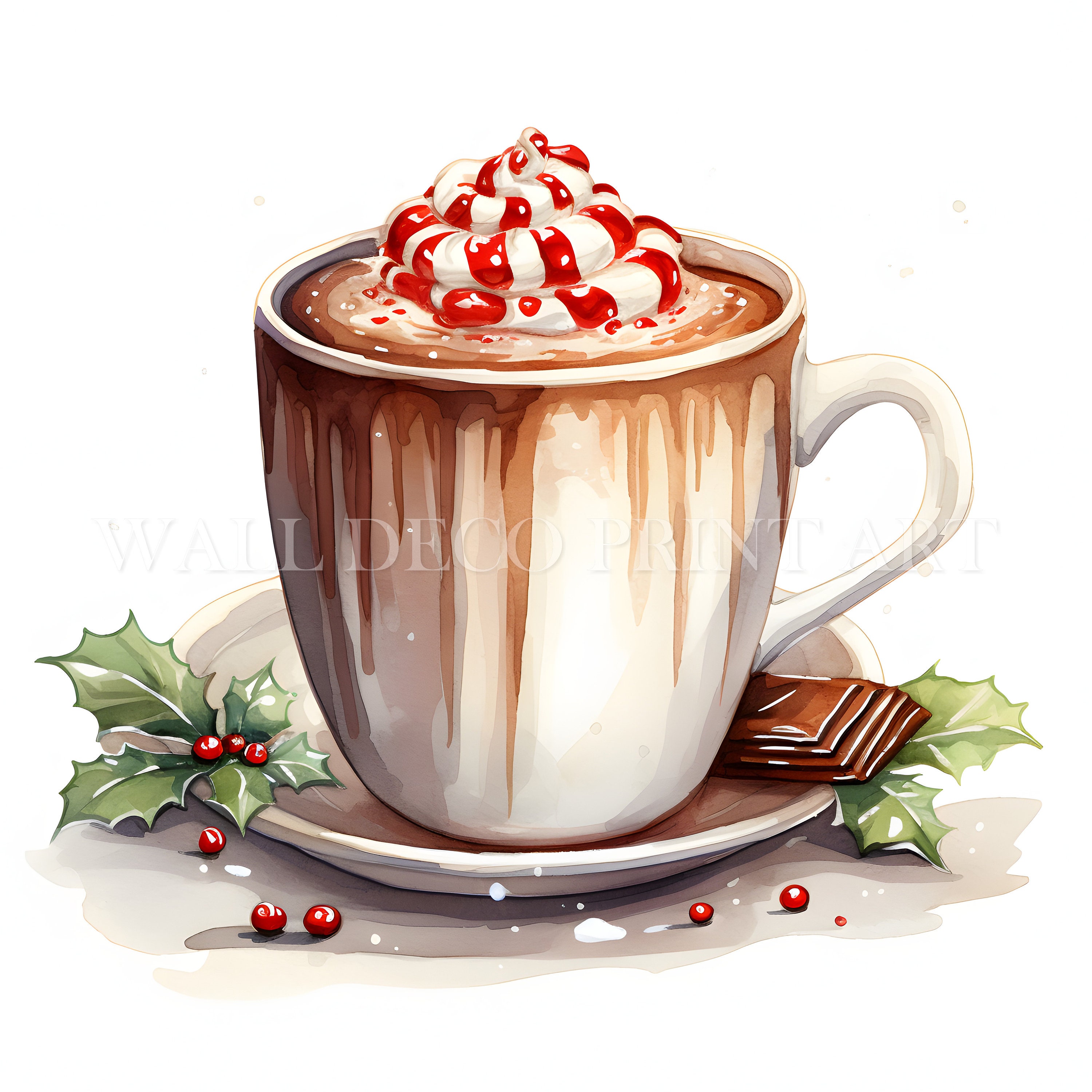 Hot Chocolate in Mug Clipart Bundle - 9 High Quality JPG - Digital ...