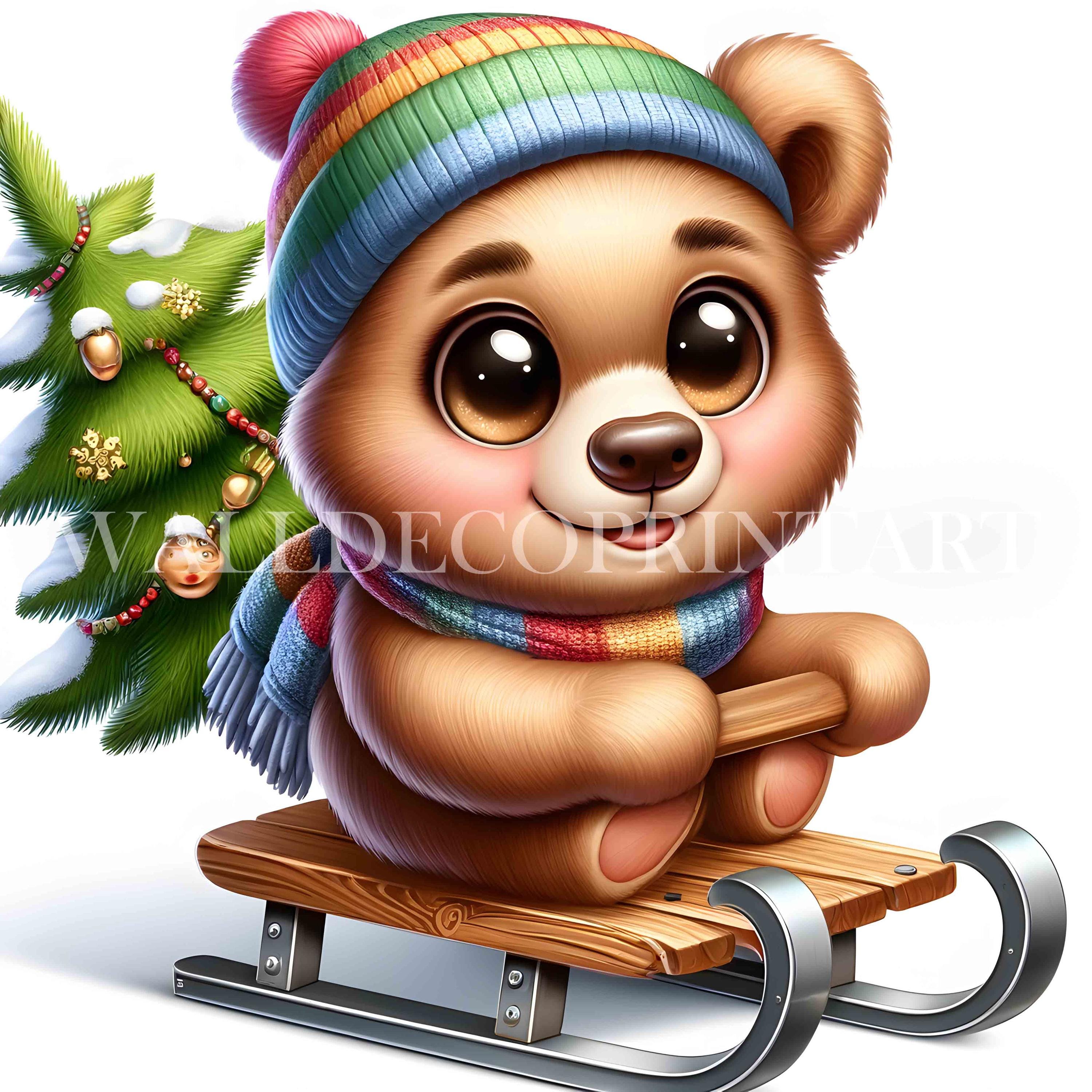 10 Christmas Winter Bear Clipart Bundle - High Quality Jpgs - Digital ...
