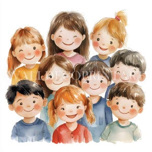 10 Happy Childrens Clipart Bundle - High Quality Jpgs - Digital ...
