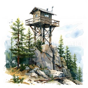 10 Lookout Tower Clipart - High Quality Jpgs - Digital Download ...
