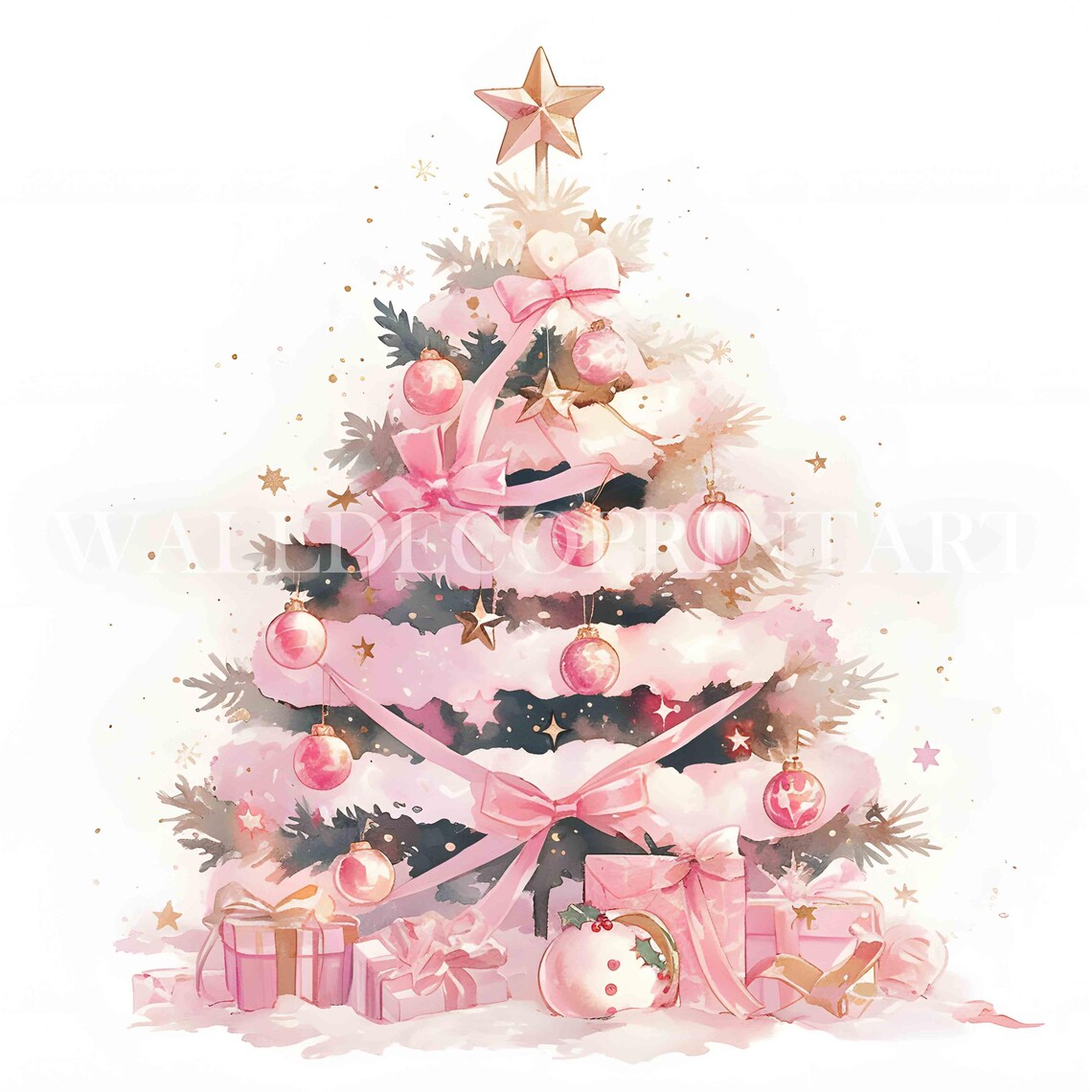 Pink Christmas Tree Clipart Bundle - 10 High Quality Jpgs - Digital ...