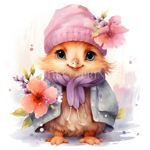 Cute Spring Flower Chicken Clipart Bundle - 10 High Quality JPG ...