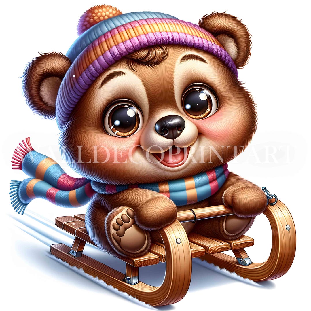 10 Christmas Winter Bear Clipart Bundle - High Quality Jpgs - Digital ...