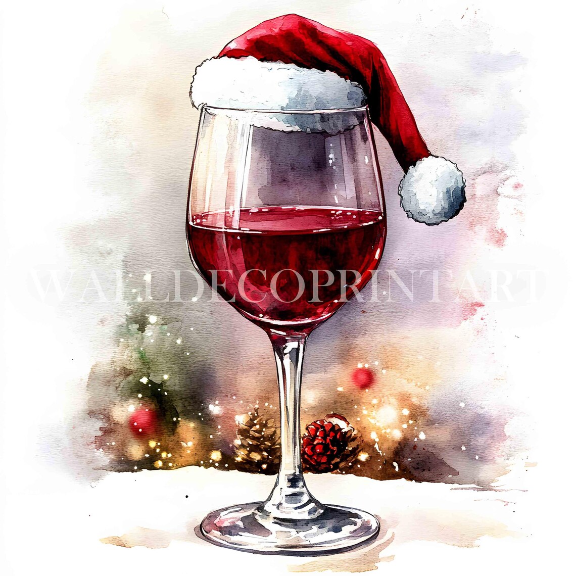 10 Cute Christmas Wine With Santas Hat Clipart Bundle - High Quality ...