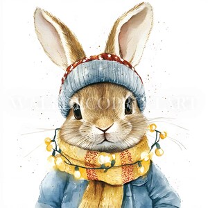 Christmas Rabbit Lights Clipart Bundle - 10 High Quality JPG - Digital ...