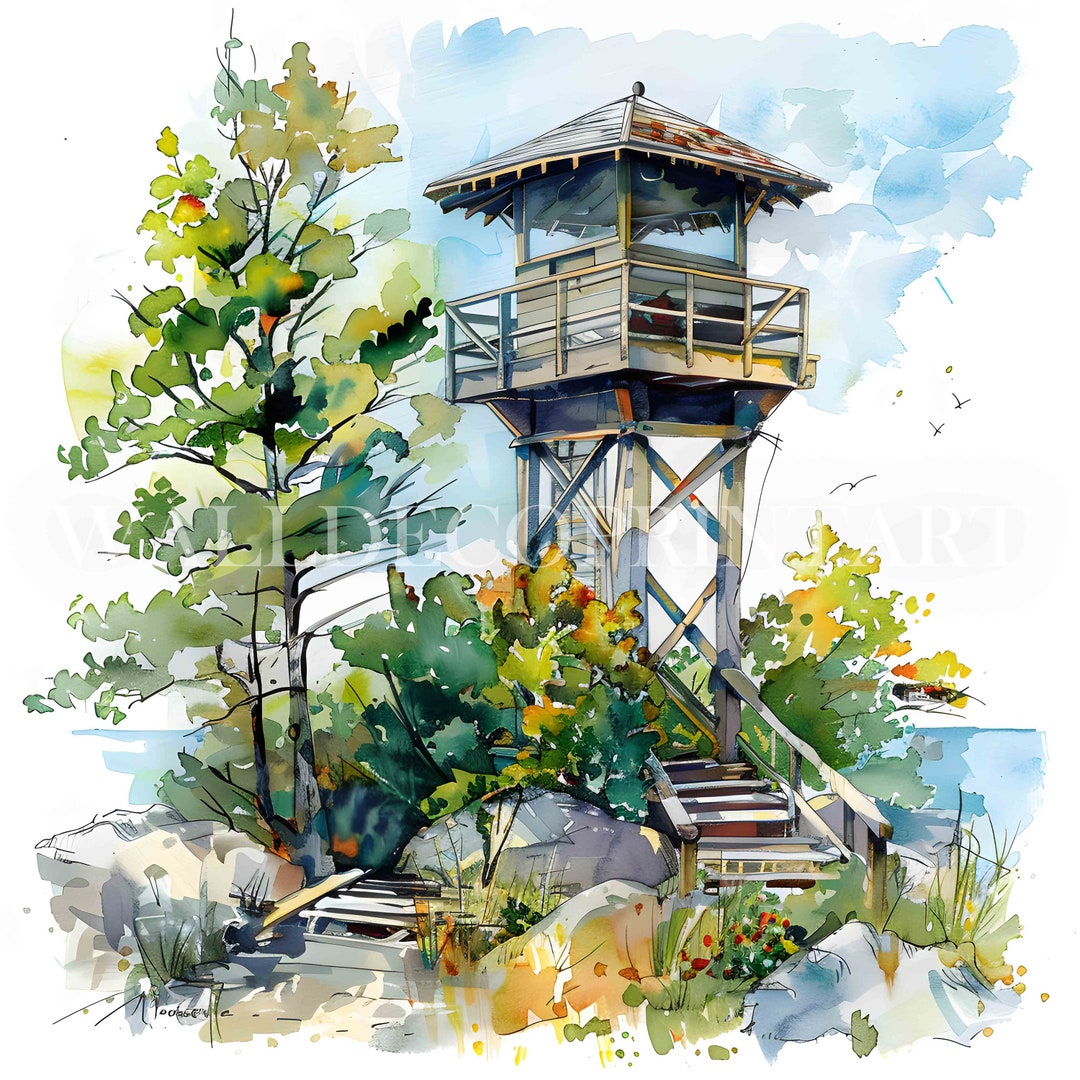 10 Lookout Tower Clipart - High Quality Jpgs - Digital Download ...