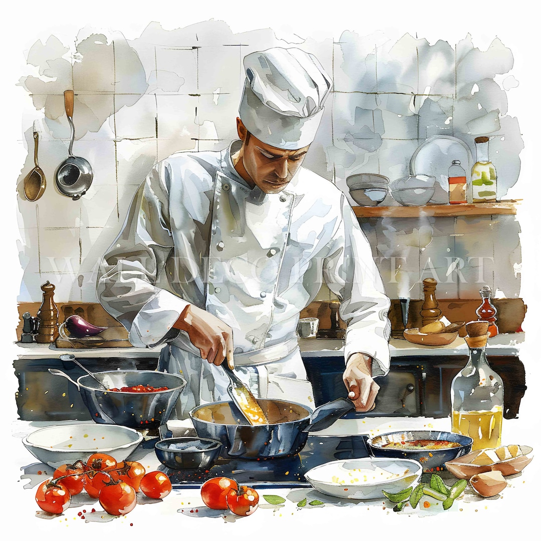 10 Cooking Chef Portrait Clipart - High Quality Jpgs - Digital ...