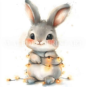 Christmas Rabbit Lights Clipart Bundle - 10 High Quality JPG - Digital ...