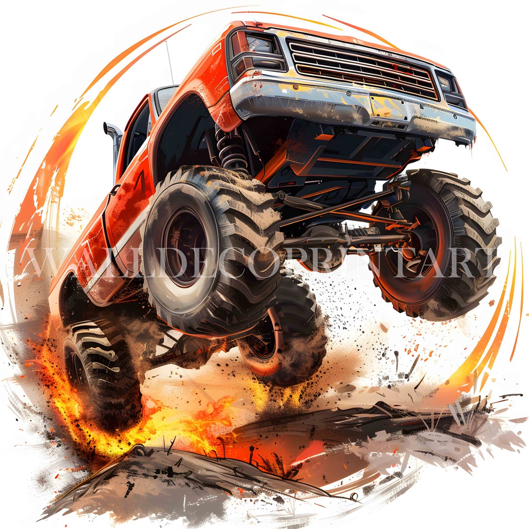 10 Fire Monstertruck Clipart - High Quality Jpgs - Digital Download ...