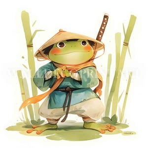 26 Cute Ninja Frog Clipart Bundle - High Quality Jpgs - Digital ...