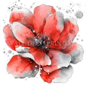 Red & Silver Abstract Flowers Clipart Bundle - 10 High Quality Jpgs ...