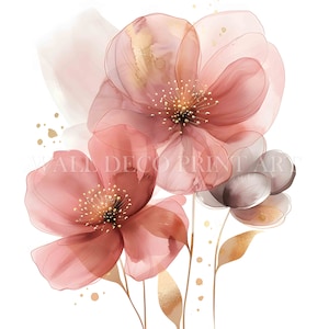 Pink & Gold Abstract Flowers Clipart Bundle - 10 High Quality PNG ...