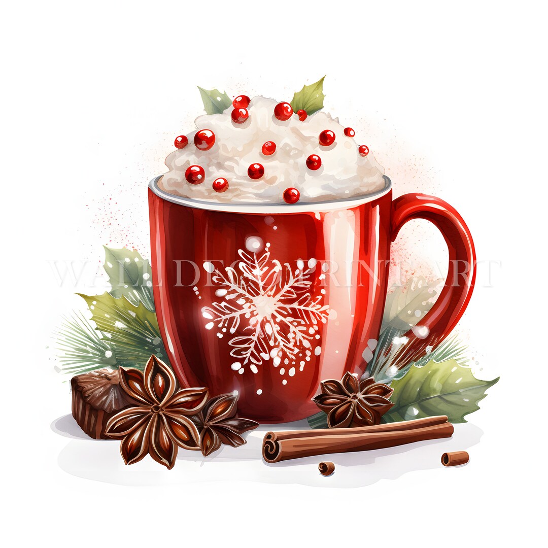 Hot Chocolate in Mug Clipart Bundle - 9 High Quality JPG - Digital ...