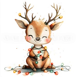 Christmas Lights Reindeer Clipart Bundle - 10 High Quality JPG ...