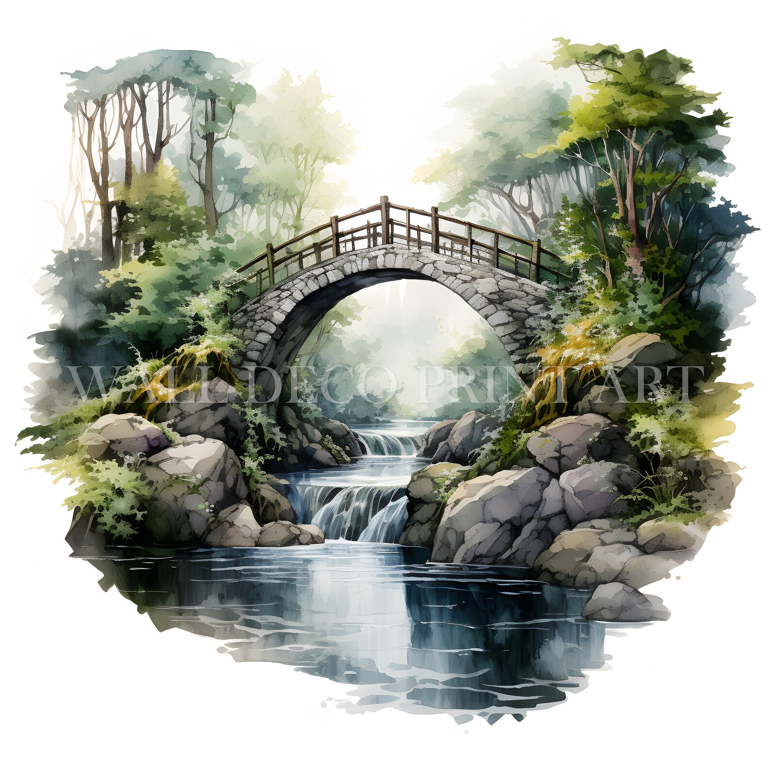 Watercolor Old Bridge Clipart Bundle - 10 High Quality Jpgs - Digital ...