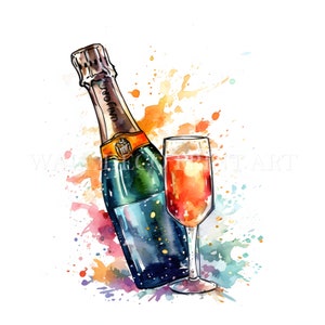 Colorful Party Champagne Clipart - 10 High Quality Jpgs - Digital ...