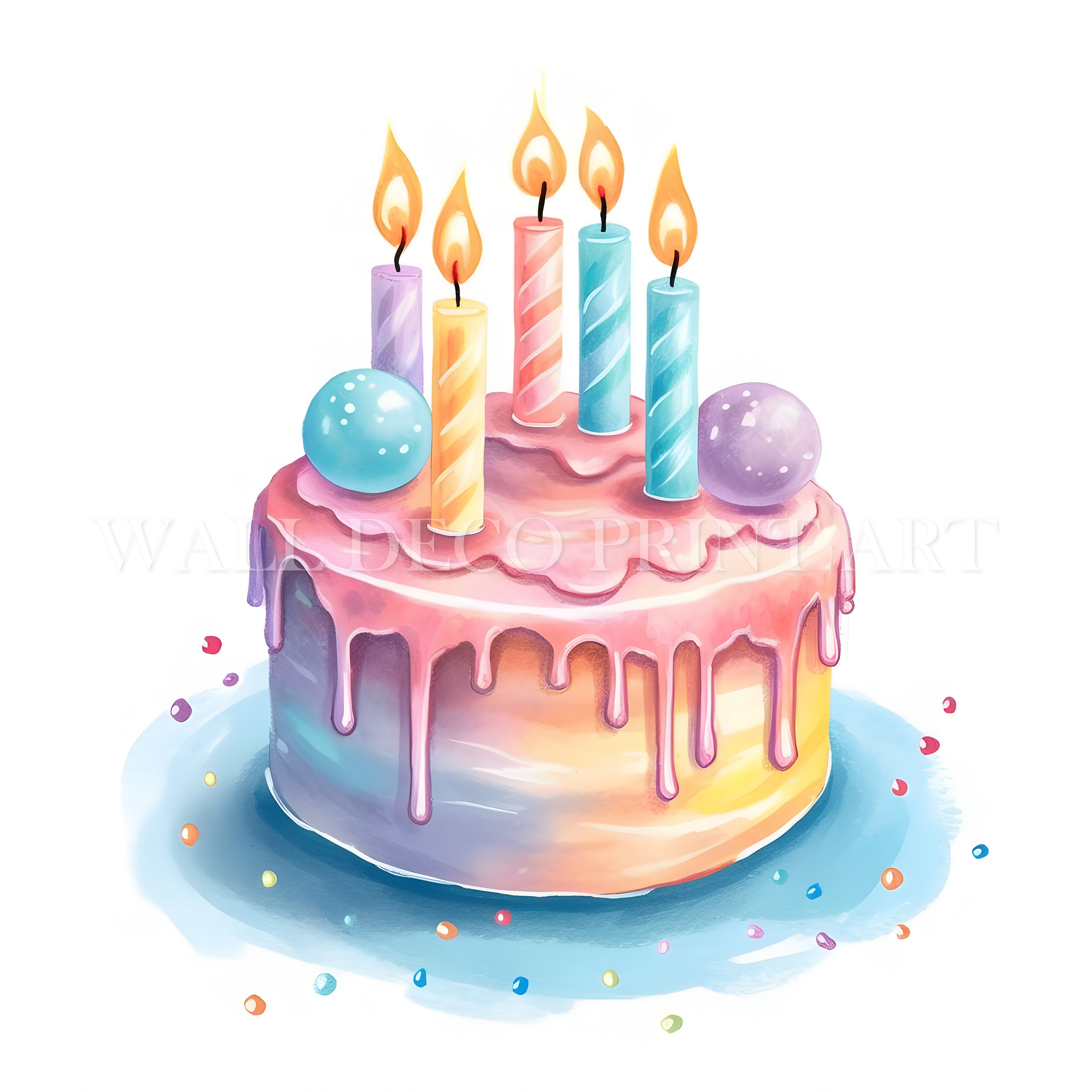 Pastel Birthday Cake Clipart Bundle 10 High Quality JPG - Etsy
