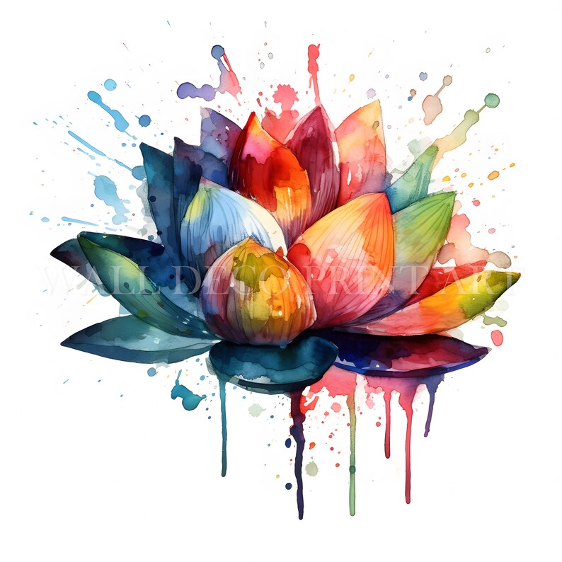 Colorful Lotus Clipart Bundle 10 High Quality Jpgs Digital - Etsy