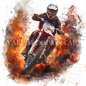 10 Fire Motocross Bike Clipart Bundle - High Quality Jpgs - Digital ...