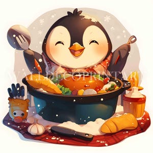 17 Cute Penguin Chef Clipart Bundle - High Quality JPG - Digital ...
