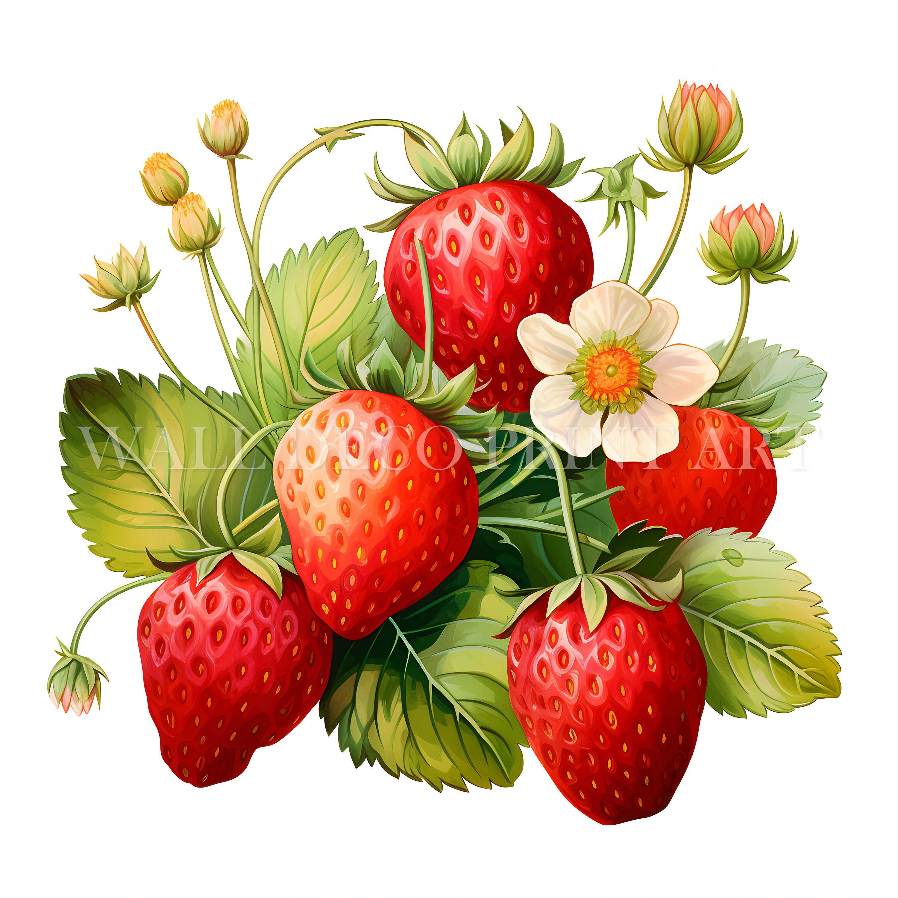 Strawberry Plants Clipart Bundle 10 High Quality Jpgs - Etsy