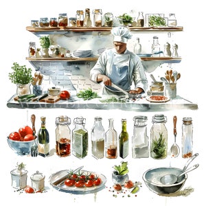 10 Cooking Chef Portrait Clipart - High Quality Jpgs - Digital ...