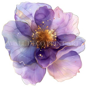 Purple & Gold Abstract Flowers Clipart Bundle - 10 High Quality Jpgs ...