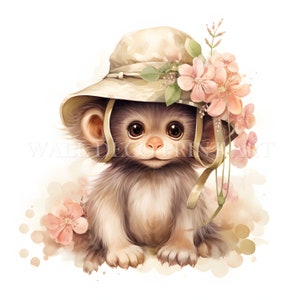 Cute Spring Flower Monkey Clipart Bundle - 10 High Quality JPG ...
