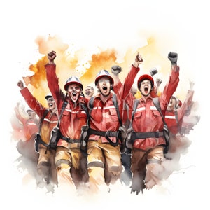 Happy Firefighters Clipart Bundle - 11 High Quality Jpgs - Digital ...